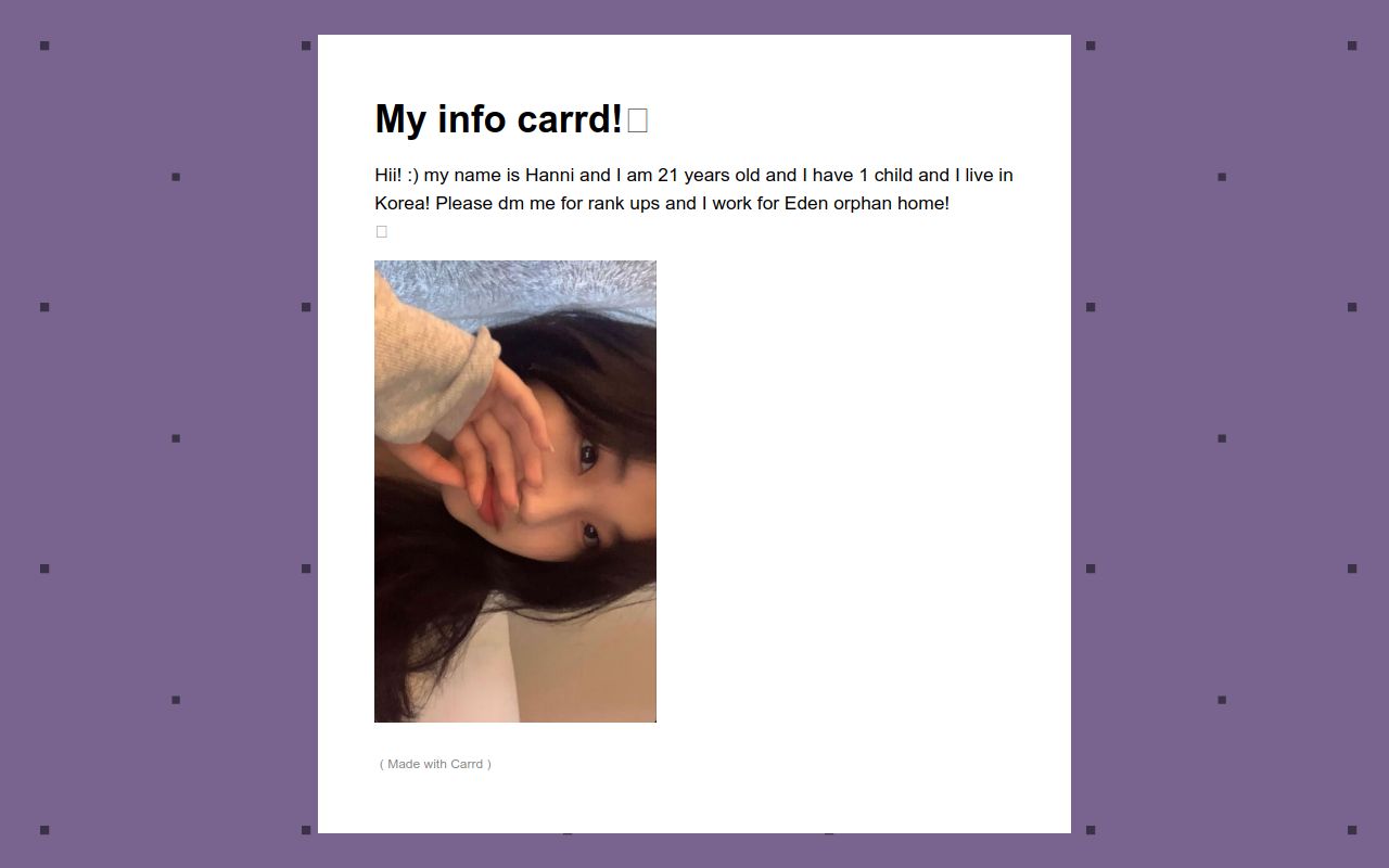 My info card for dcc!